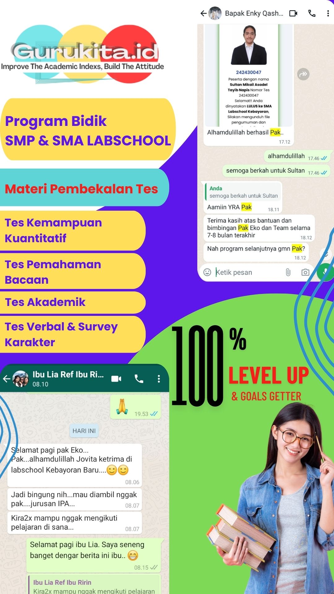 GURU LES PRIVAT - LOLOS TEST MASUK SMP dan SMA LABSCHOOL